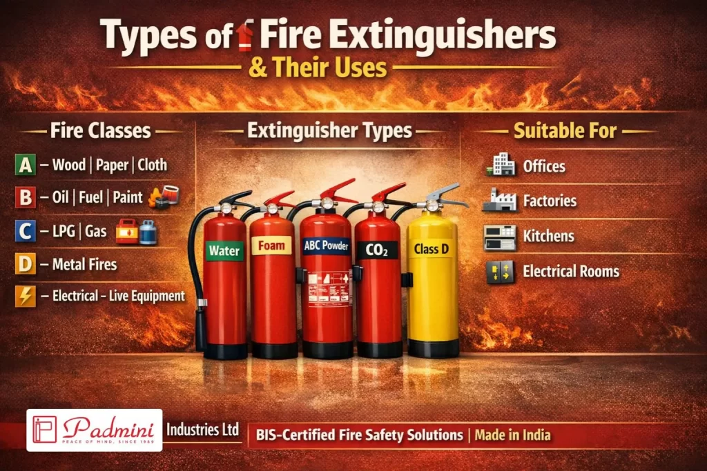 Difference Between ABC, CO₂ & Foam Fire Extinguishers | Padmini